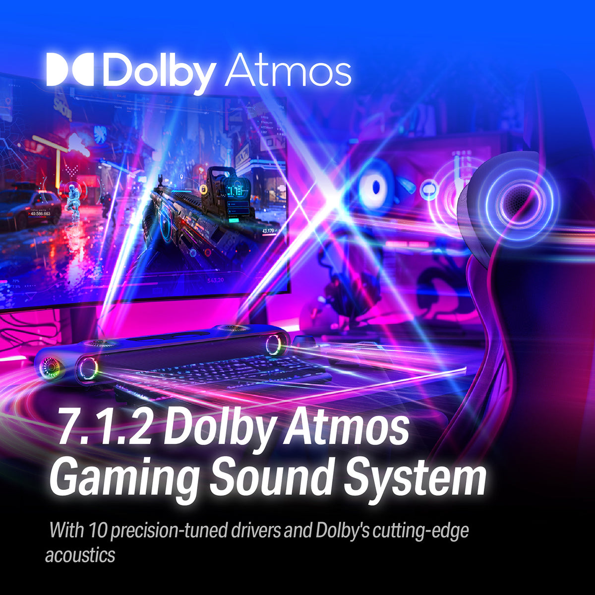 OXS Thunder Pro+ True Dolby Atmos® 7.1.2ch Gaming Soundbar System